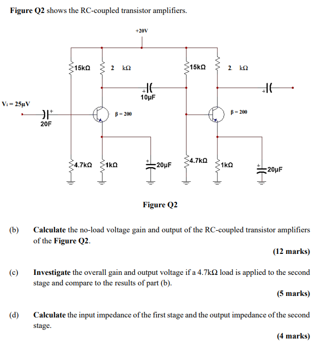 Solved Figure Q2 shows the RC-coupled transistor amplifiers. | Chegg.com