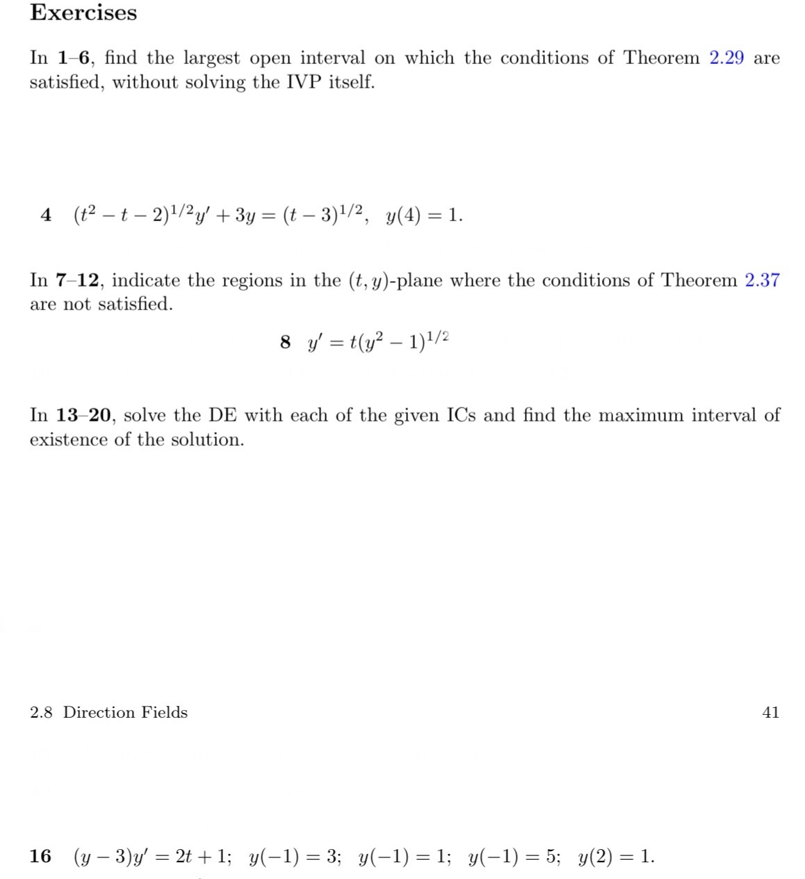 Solved ExercisesIn 1-6, ﻿find the largest open interval on | Chegg.com