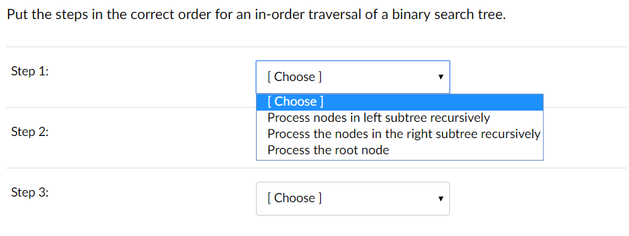 Solved Put the steps in the correct order for an in-order | Chegg.com
