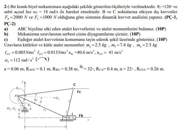 Bir krank-biyel mekanizması aşağıdaki şekilde | Chegg.com
