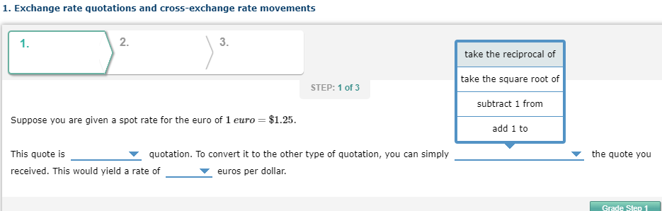 Solved 1. Exchange rate quotations and cross-exchange rate | Chegg.com
