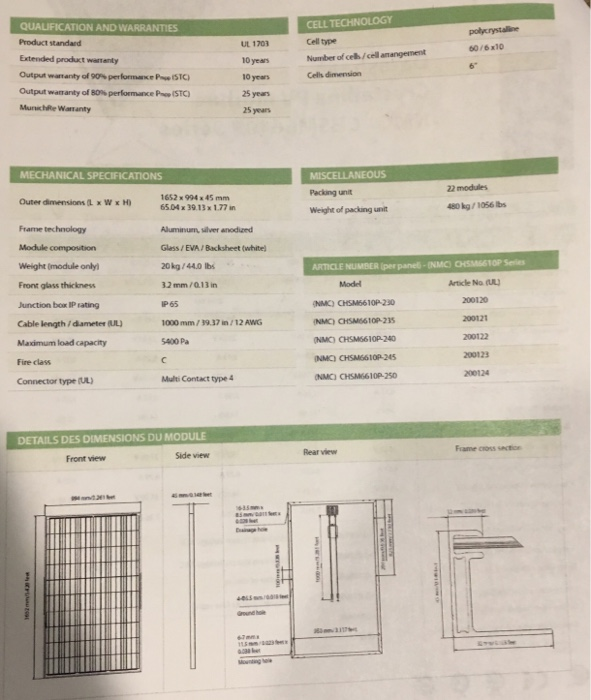 Solved A PV system is to be implemented with a Astronergy | Chegg.com