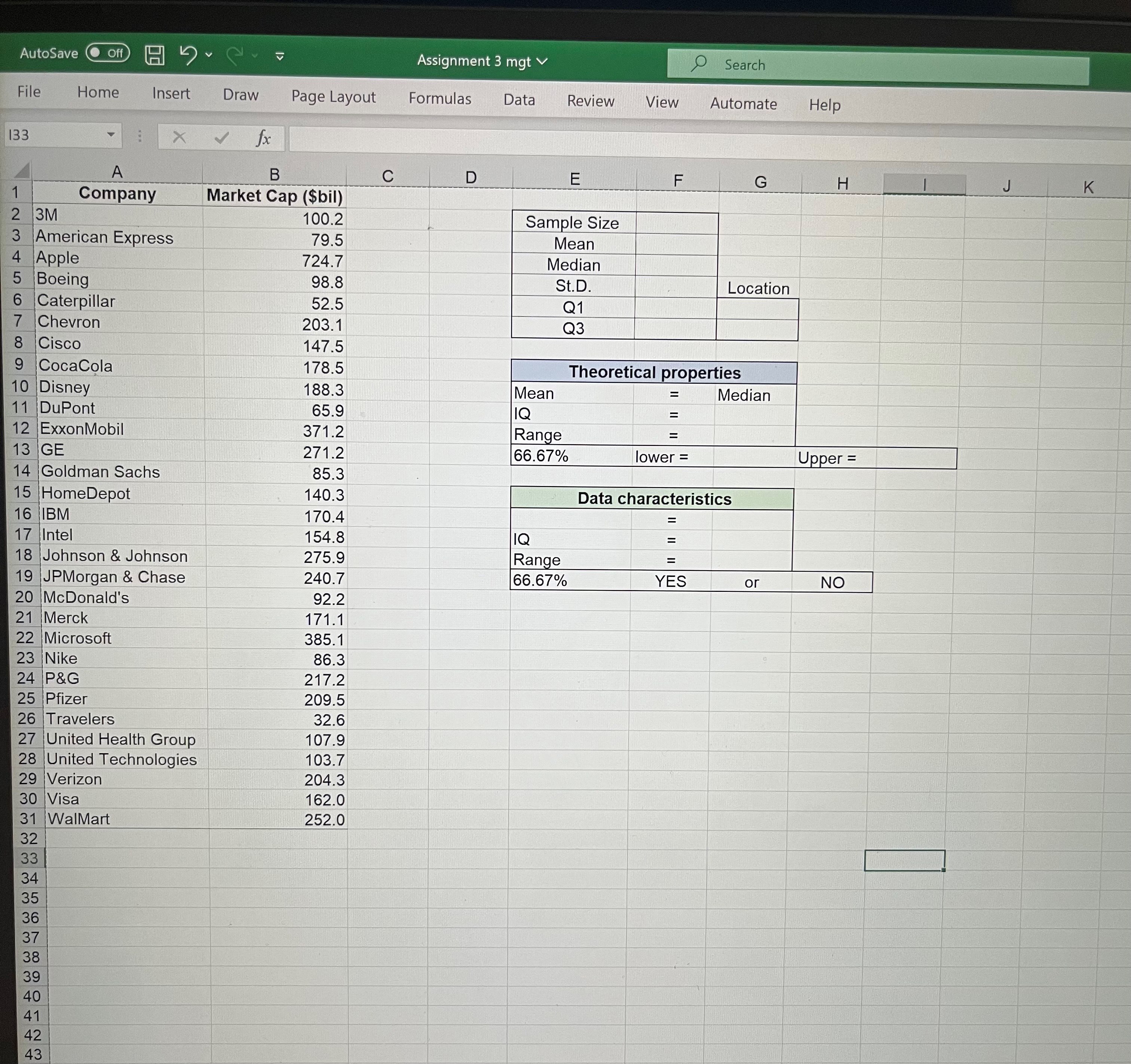 Solved Problem 2. [25 points] Thirty companies comprise the | Chegg.com