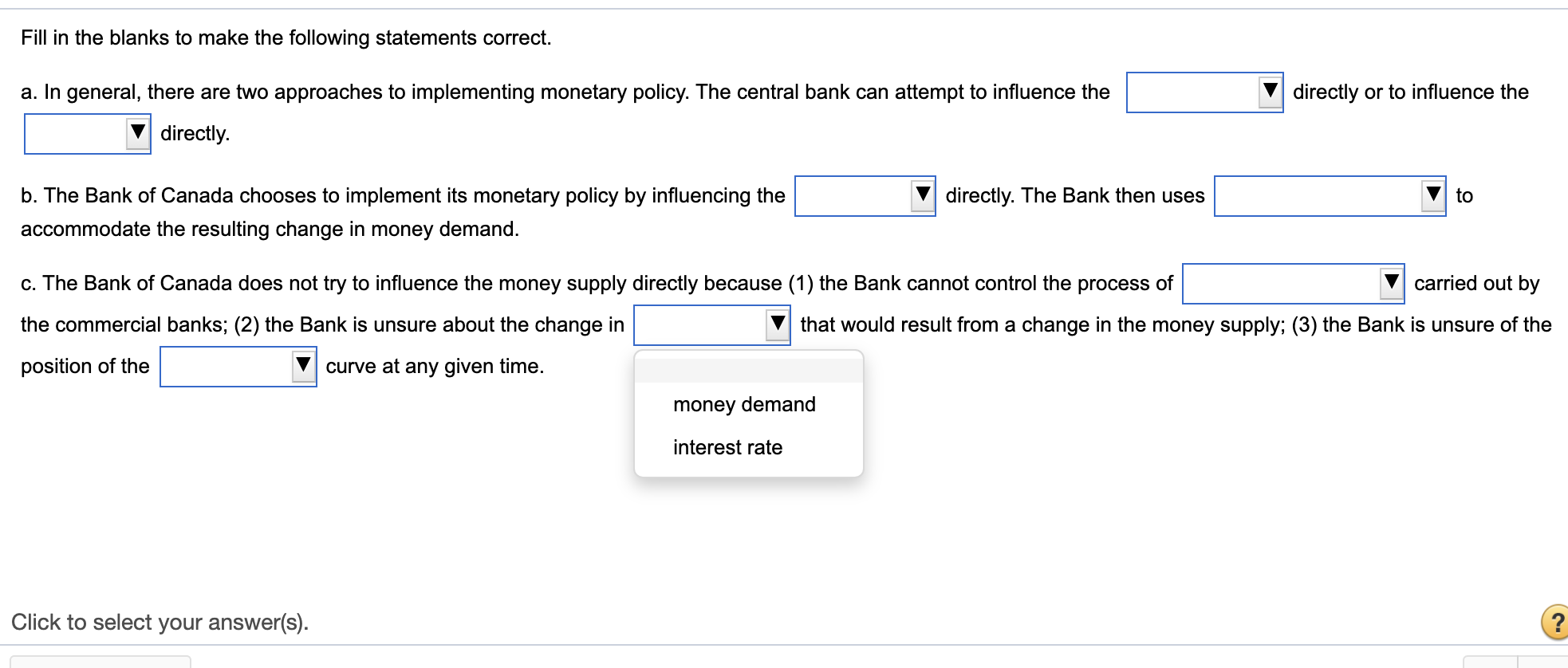 Solved Fill in the blanks to make the following statements | Chegg.com