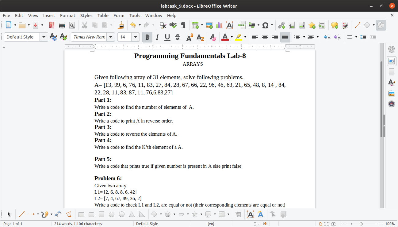 Solved labtask_9.docx - LibreOffice Writer - X File Edit | Chegg.com