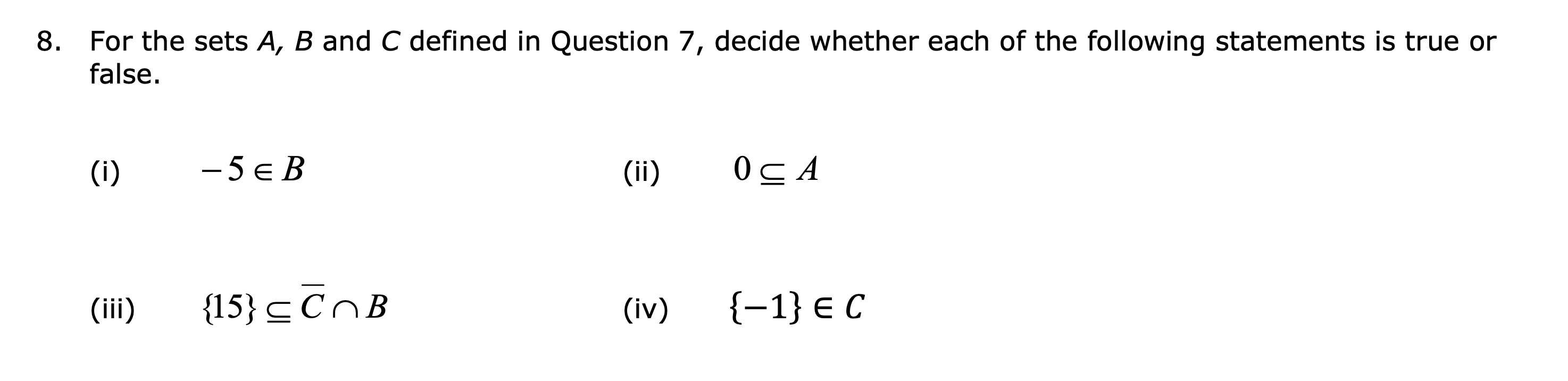 Solved Please answer question number 8 ONLY using the sets | Chegg.com