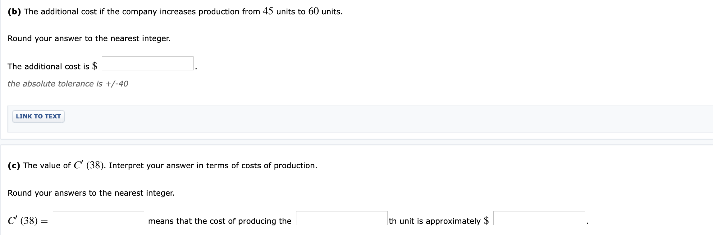 Solved Chapter 5, Section 5.5, Question 005 A marginal cost | Chegg.com