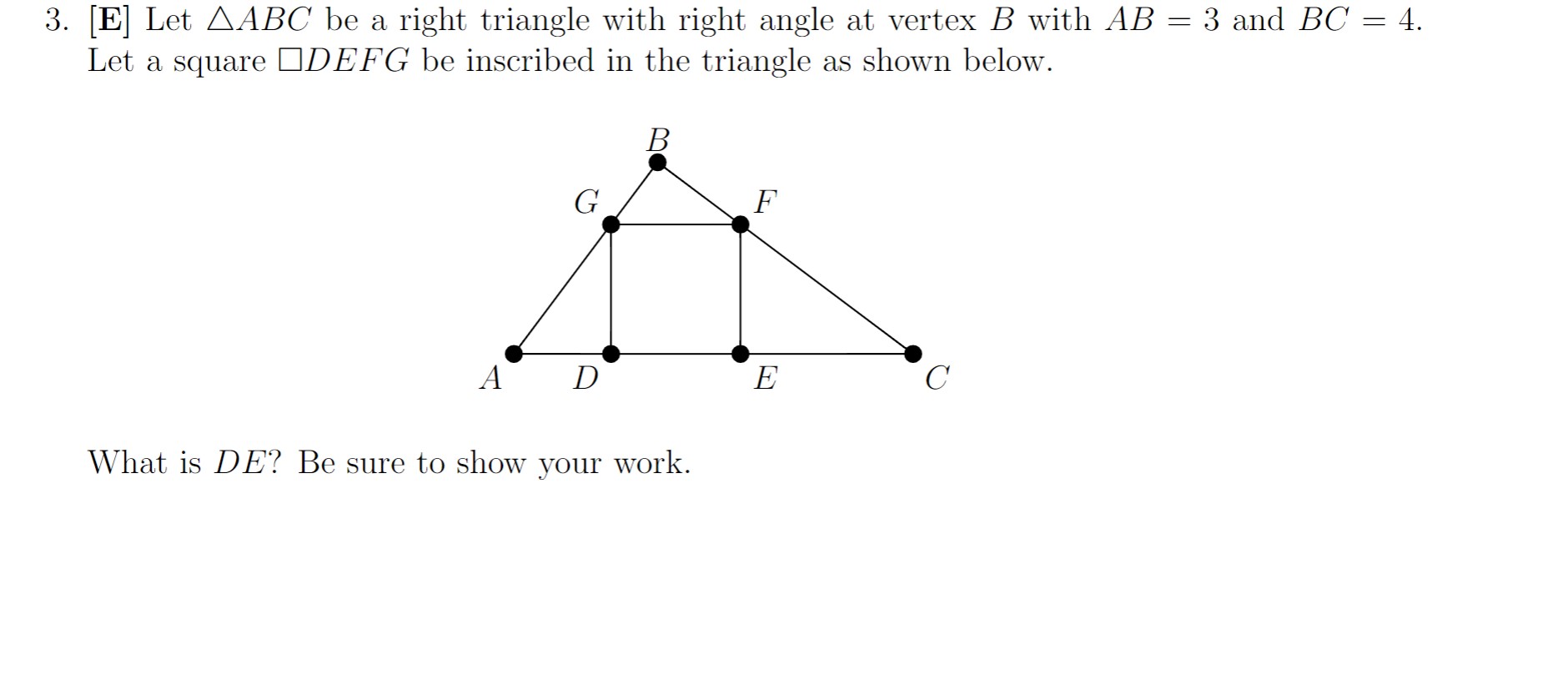 Solved [E] Let ABC be a right triangle with right angle at | Chegg.com