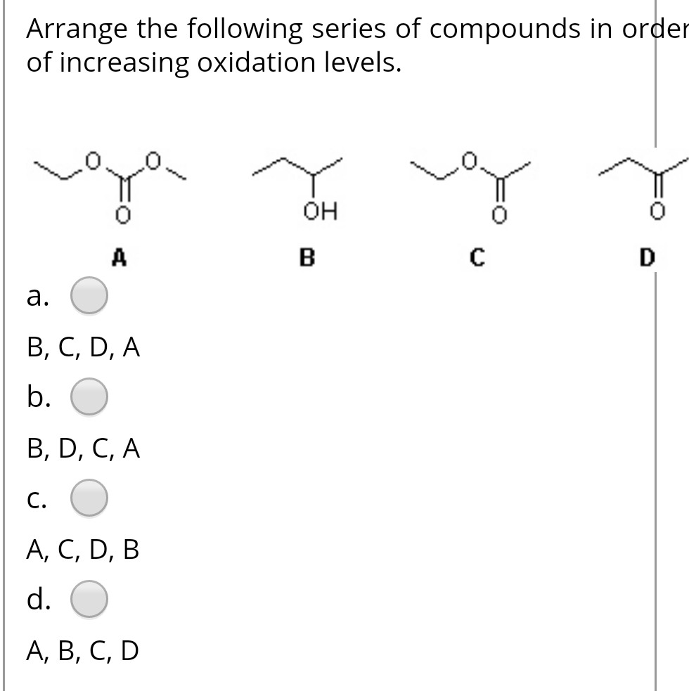 Solved Arrange the following series of compounds in order of | Chegg.com