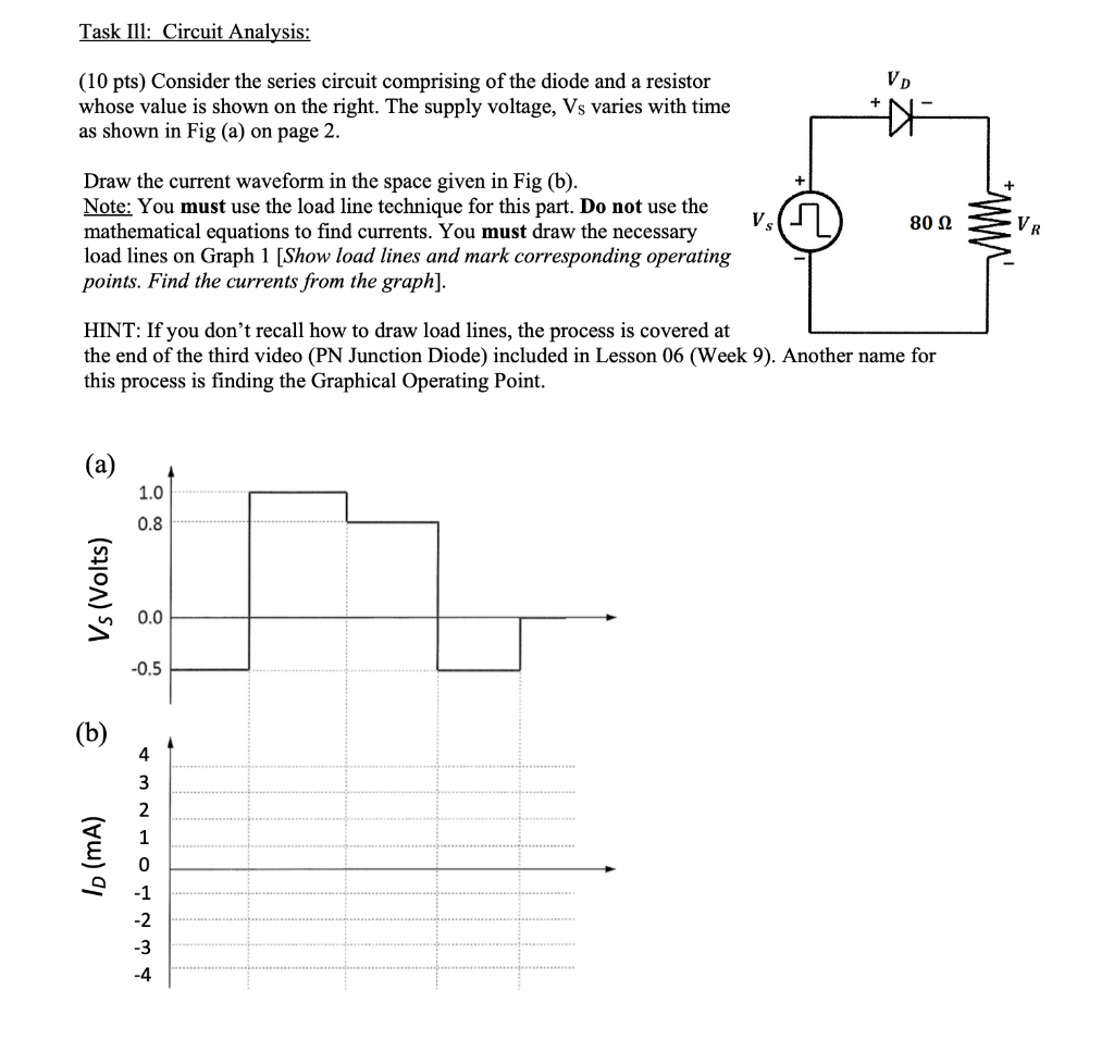 Solved Task Ill: Circuit Analysis: (10 pts) Consider the | Chegg.com