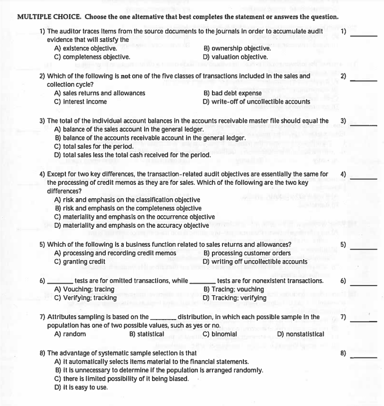 Solved MULTIPLE CHOICE. Choose the one alternative that best | Chegg.com