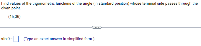 Solved Find values of the trigonometric functions of the | Chegg.com