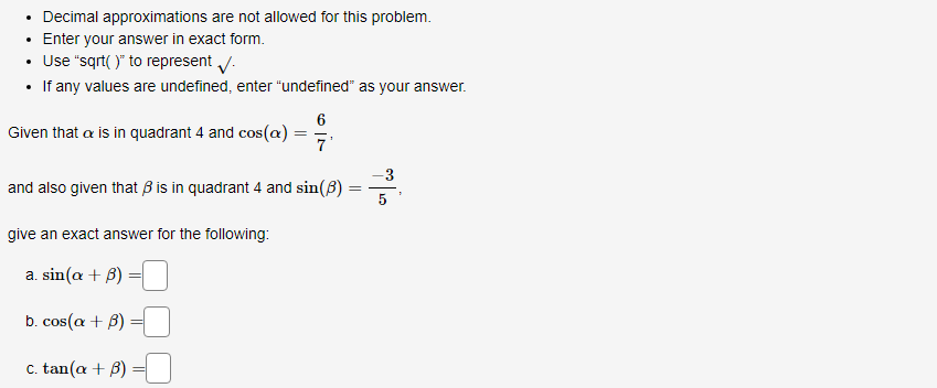Solved Decimal approximations are not allowed for this | Chegg.com