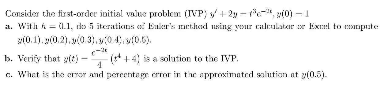 Solved Consider the first-order initial value problem (IVP) | Chegg.com