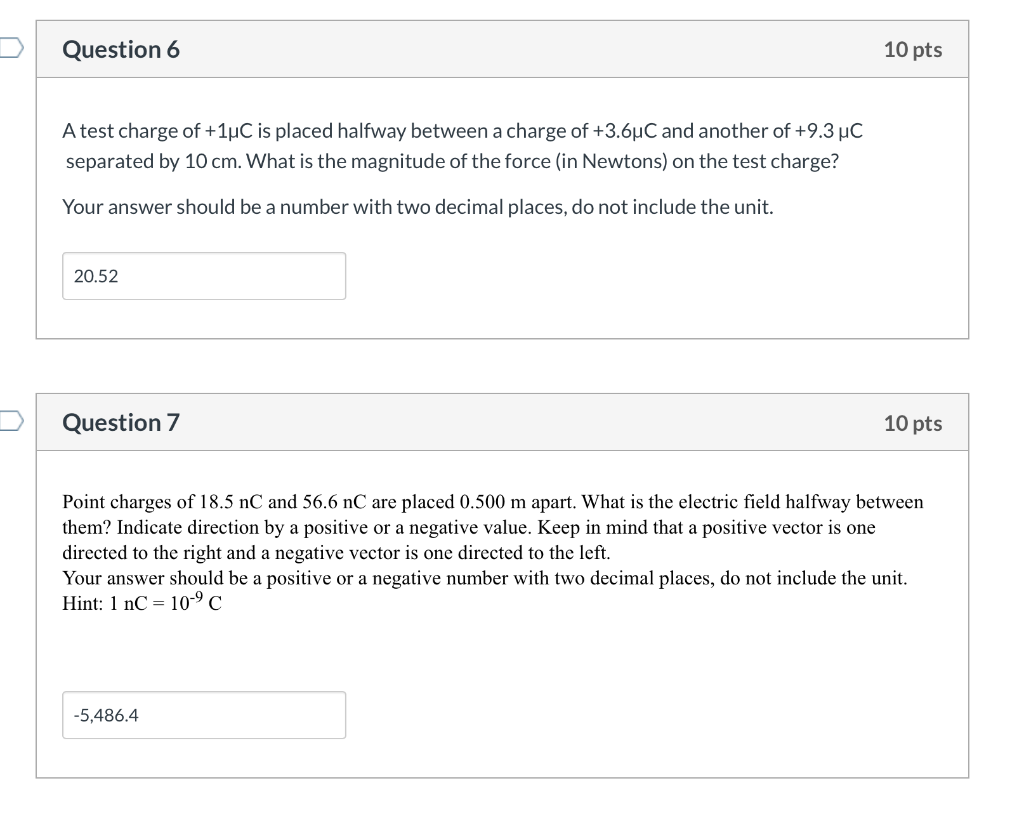 Solved Question 1 10 Pts Two Point Charges Qa And Qb Are 