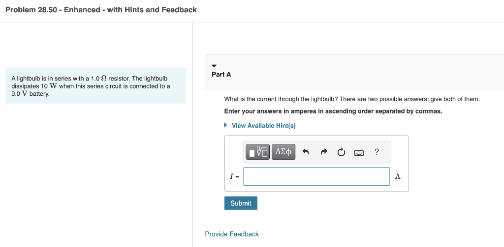 Solved Problem 28.50 - Enhanced - with Hints and Feedback A | Chegg.com