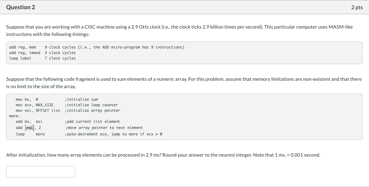 Solved Question 2 2 pts Suppose that you are working with a | Chegg.com