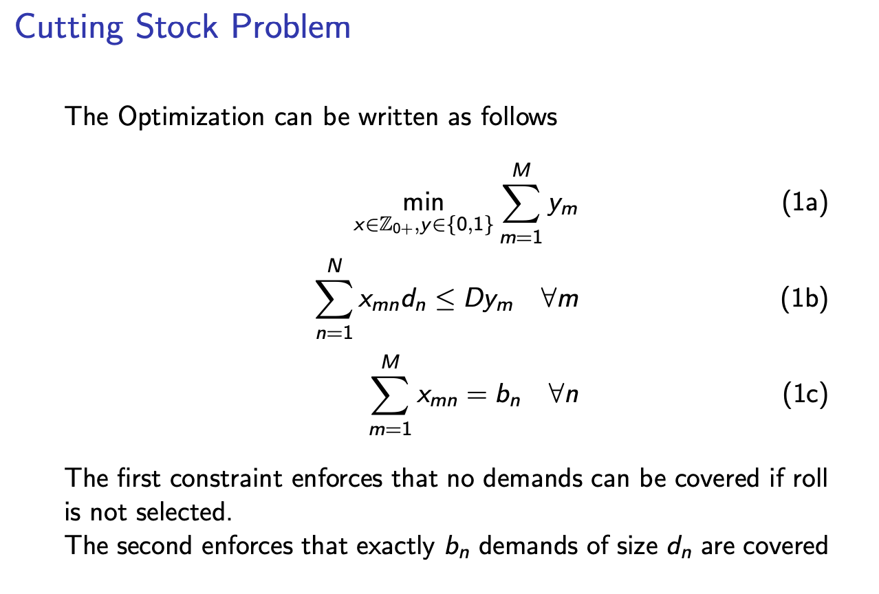 Solved Cutting Stock Problem This problem arises in many | Chegg.com
