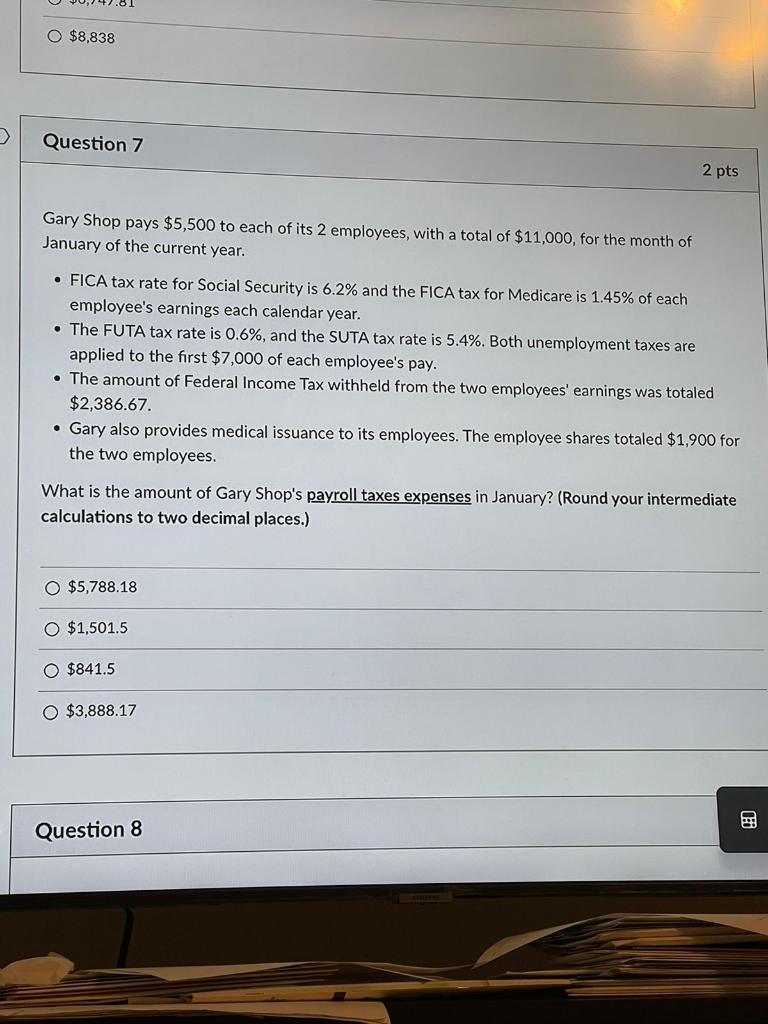 Solved Question 7 Gary Shop pays $5,500 to each of its 2 | Chegg.com