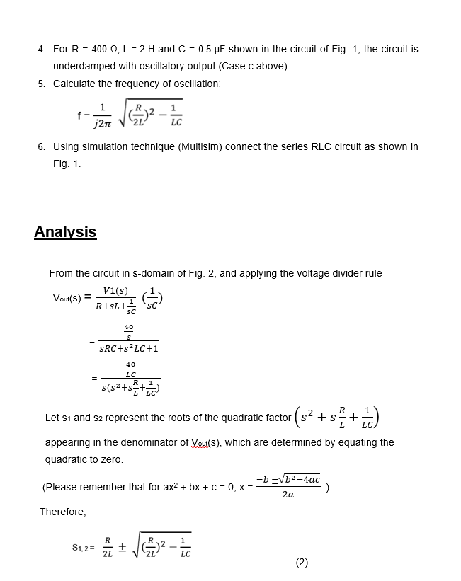 Solved The Transient Response of Series RLC Network | Chegg.com