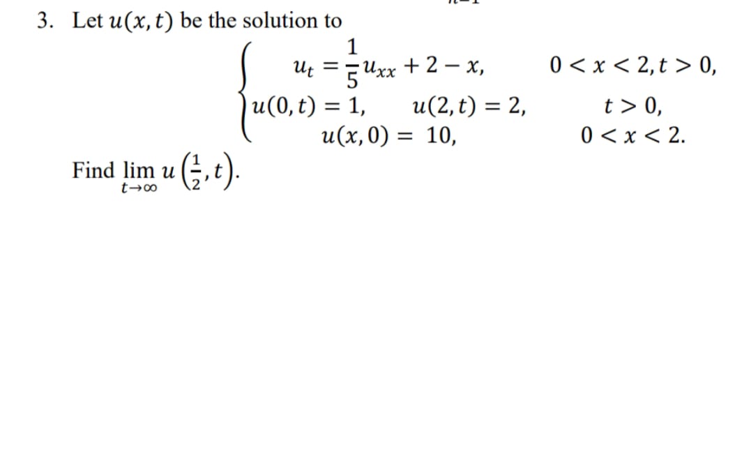 Solved 3. Let u(x,t) be the solution to | Chegg.com