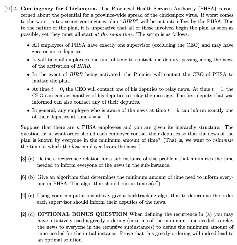 [11] 4. Contingency for Chickenpox. The Provincial | Chegg.com