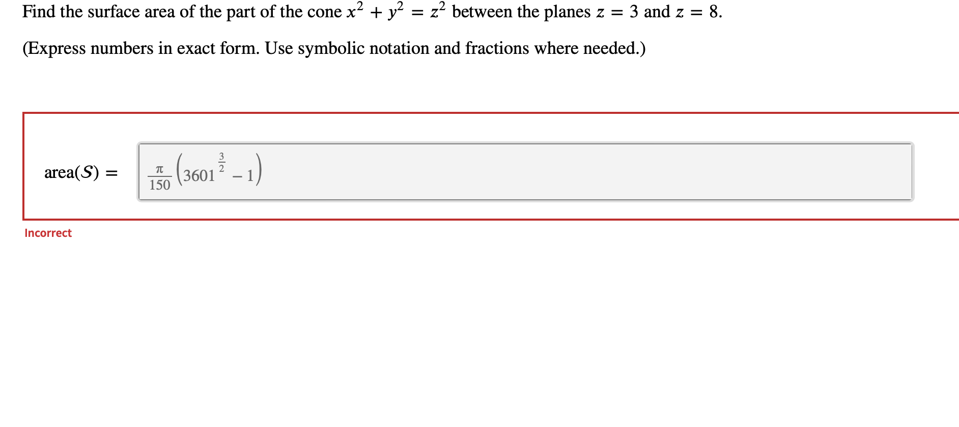Solved Find the surface area of the part of the cone | Chegg.com