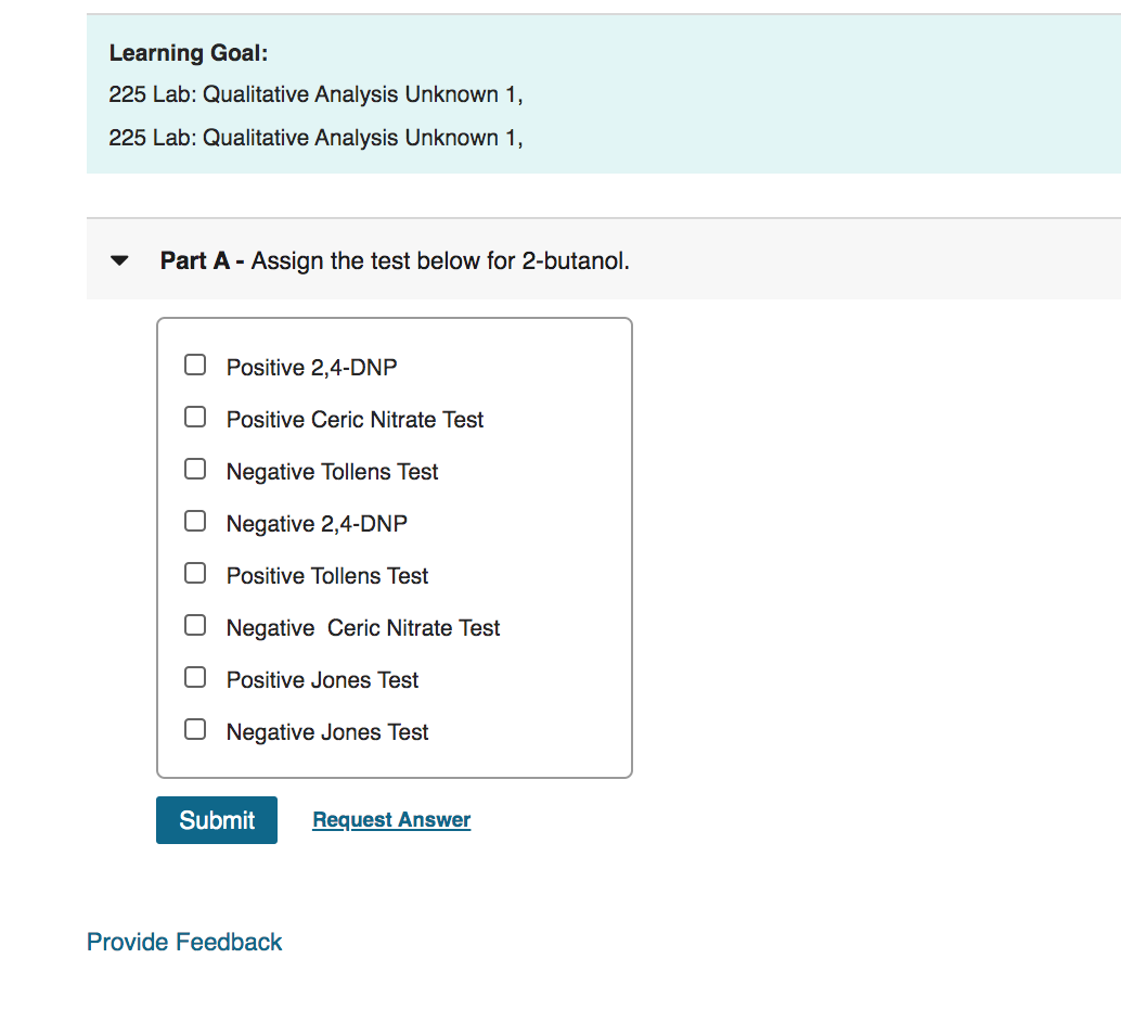Solved Learning Goal: 225 Lab: Qualitative Analysis Unknown | Chegg.com