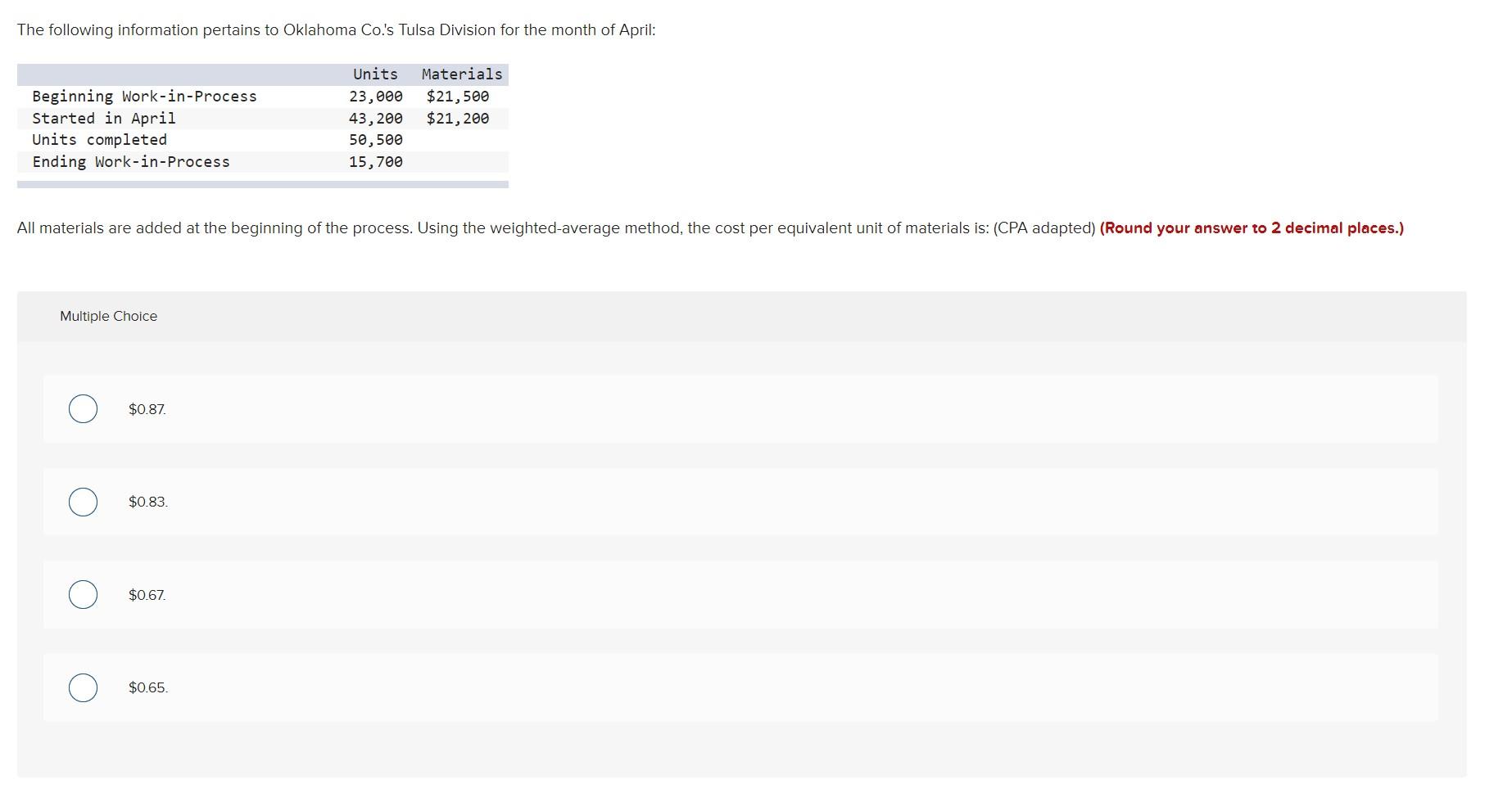 Solved The following information pertains to Oklahoma Co.'s | Chegg.com