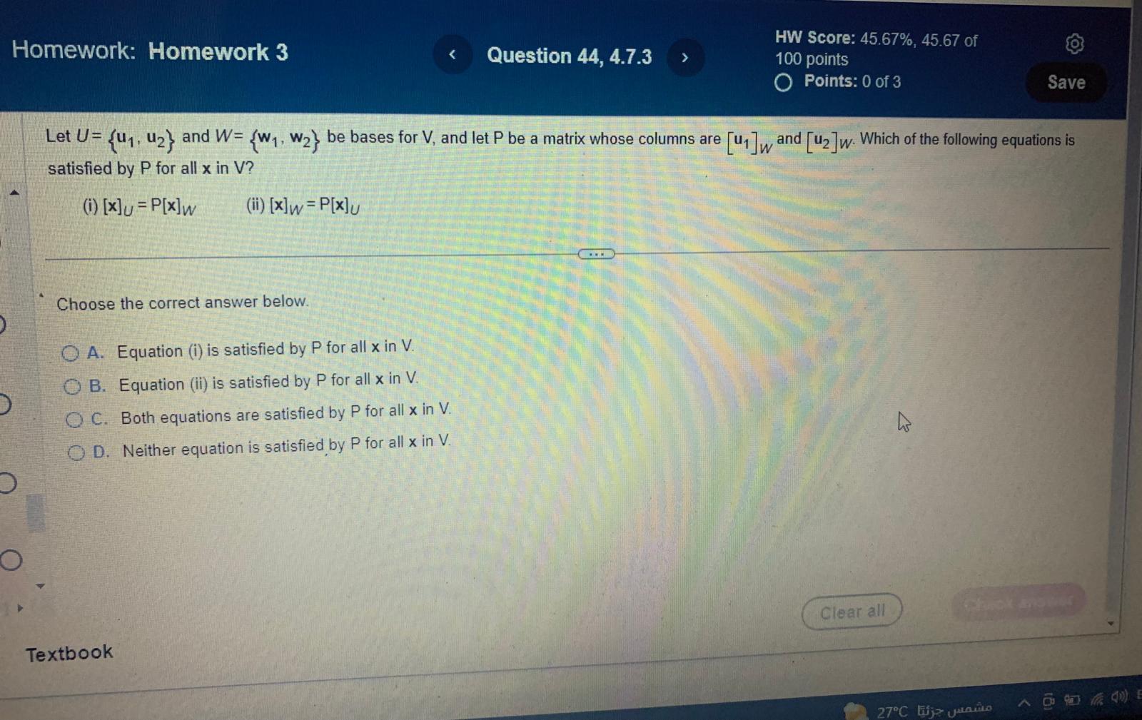 Solved Let U={u1,u2} and W={w1,w2} be bases for V, and let P | Chegg.com