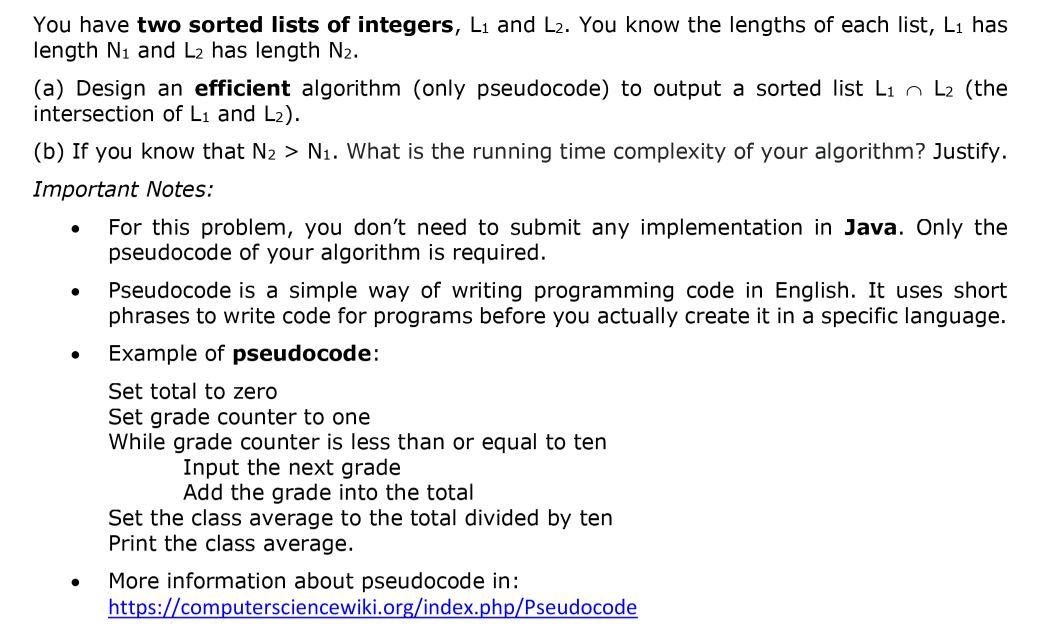 Solved You have two sorted lists of integers, L₁ and L2. You | Chegg.com