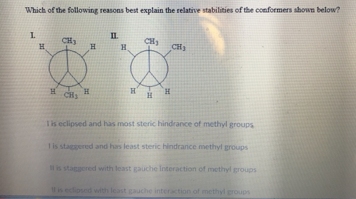 Solved bden I. п. CH3 CH3 3 CH3 CH3 I is eclipsed and has | Chegg.com