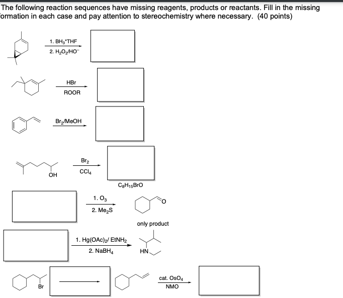 Solved The following reaction sequences have missing | Chegg.com