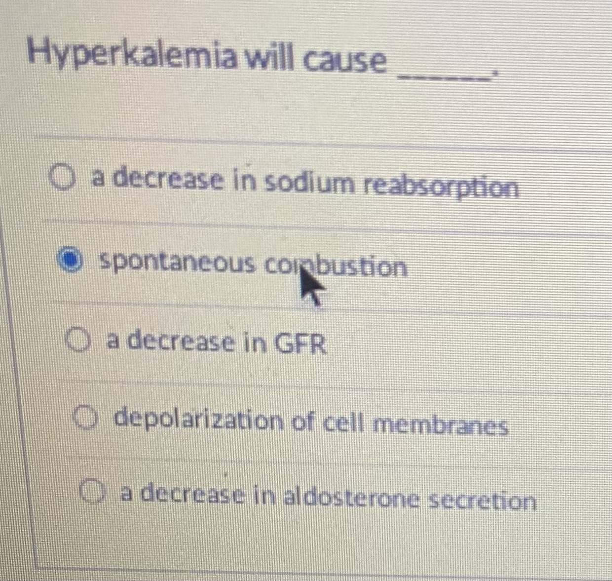Solved Hyperkalemia will cause a decrease in sodium | Chegg.com