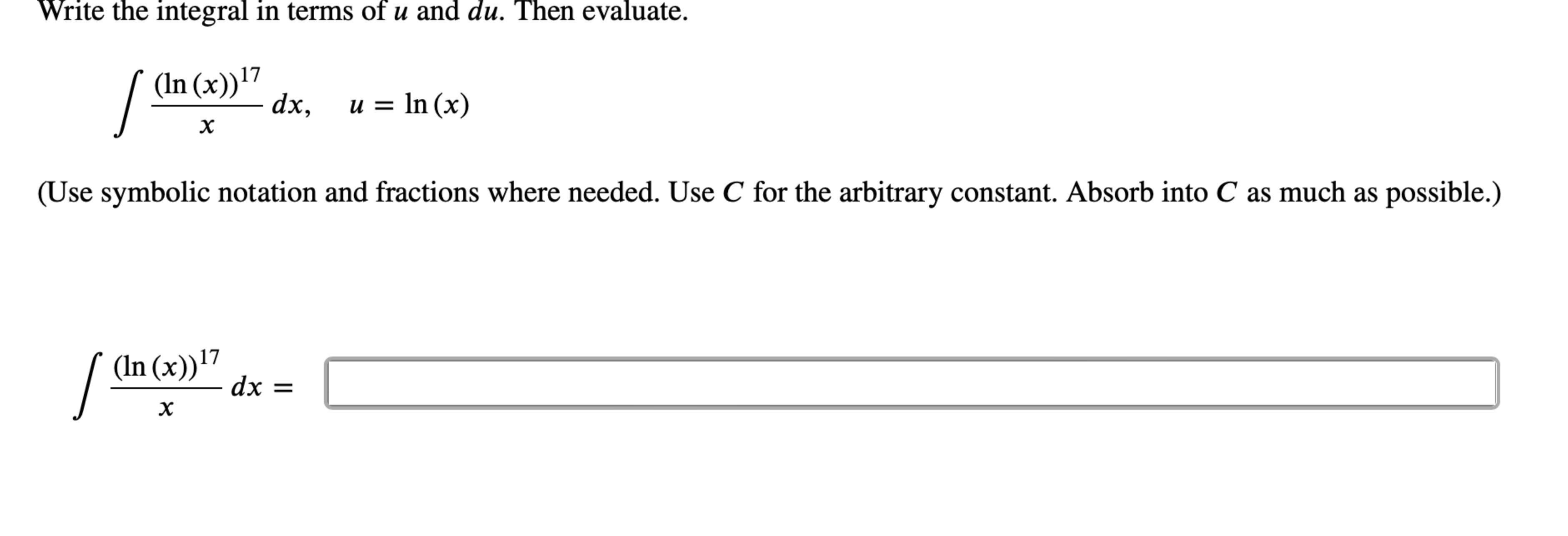 Solved Write the integral in terms of u ﻿and du. ﻿Then | Chegg.com