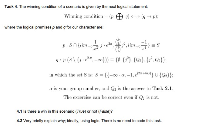 Solved Task 4. ﻿The winning condition of a scenario is given | Chegg.com