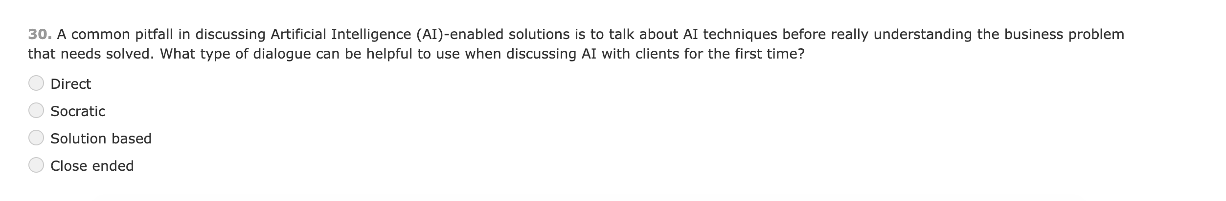 Solved 30. A common pitfall in discussing Artificial | Chegg.com