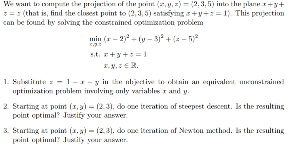 Solved We want to compute the projection of the point | Chegg.com