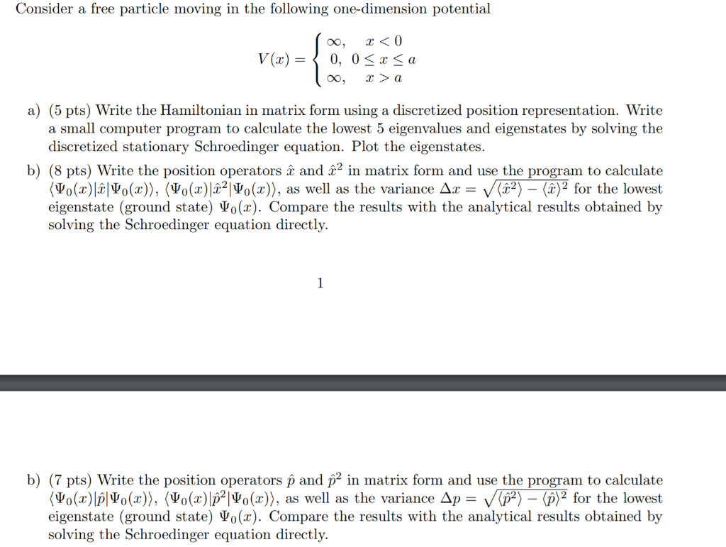 Consider a free particle moving in the following | Chegg.com
