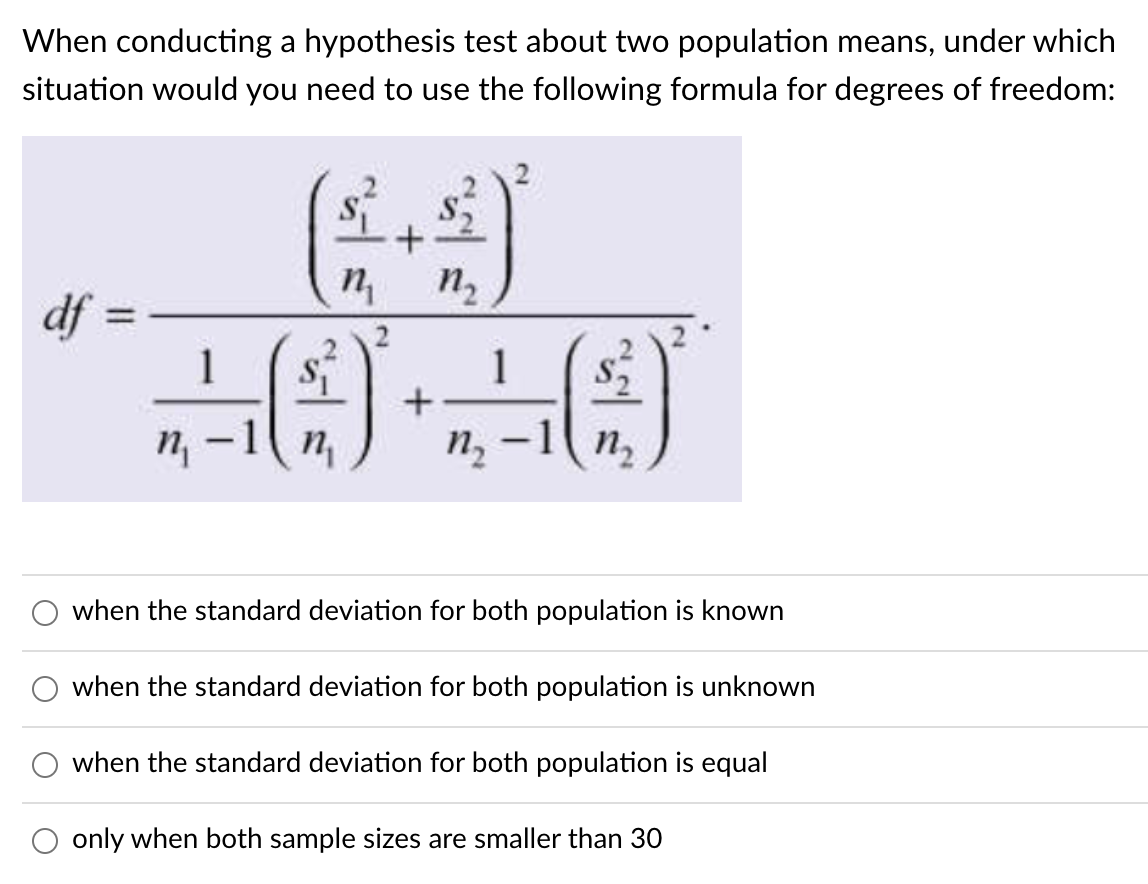 Solved When conducting a hypothesis test about two | Chegg.com