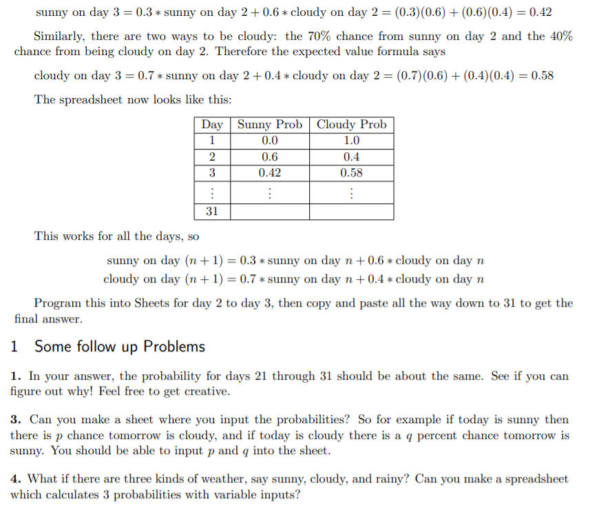 Solved MATH 1031 Spreadsheet Assignment "Weather” Fall 2021 | Chegg.com