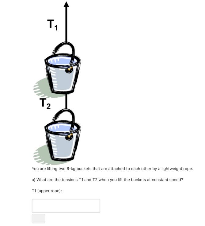 Solved You are lifting two 6-kg buckets that are attached to | Chegg.com