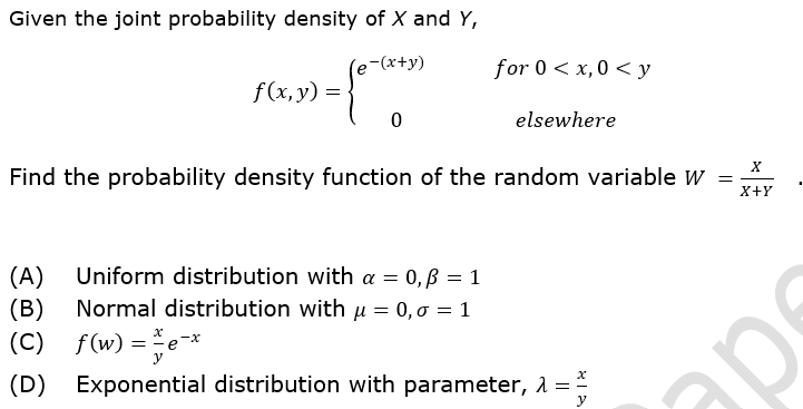 Solved Given the joint probability density of X and Y, | Chegg.com