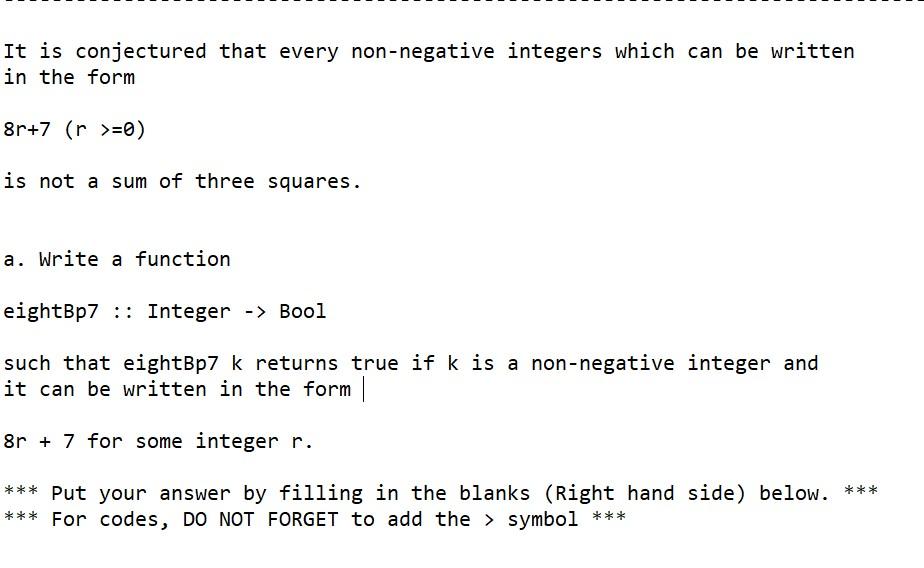 Solved It is conjectured that every non-negative integers | Chegg.com