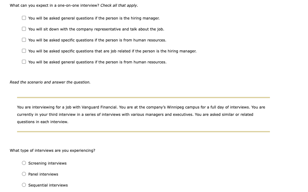 Solved 1. Purposes and Types of Employment Interviews Job | Chegg.com