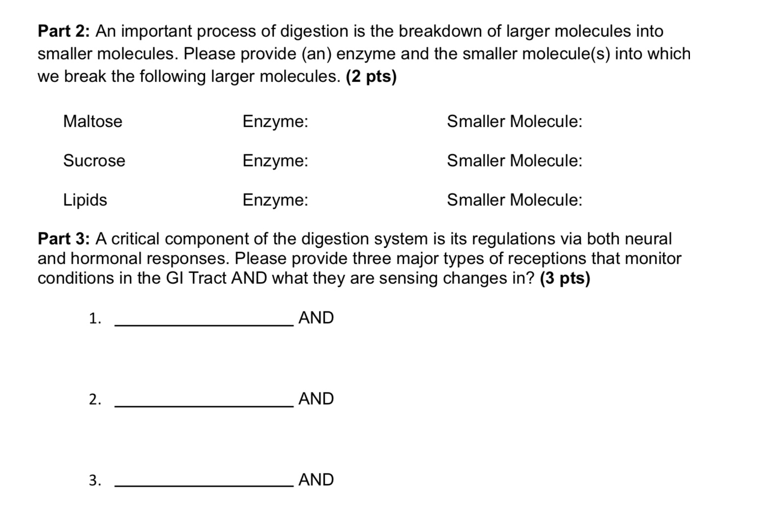 Solved Part 2 An Important Process Of Digestion Is The