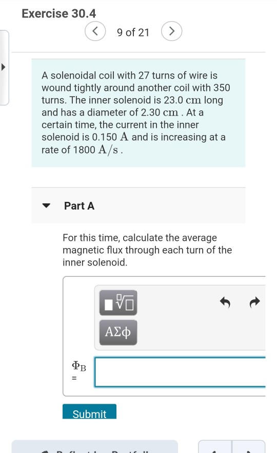 Solved Exercise 30.4 ( A solenoidal coil with 27 | Chegg.com