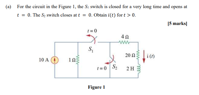 Solved (a) For the circuit in the Figure 1, the Si switch is | Chegg.com