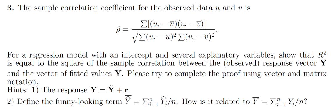 3. The sample correlation coefficient for the | Chegg.com