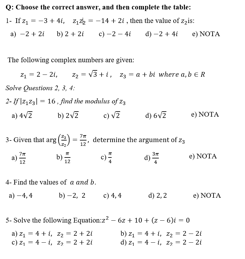 Solved Q: Choose the correct answer, and then complete the | Chegg.com